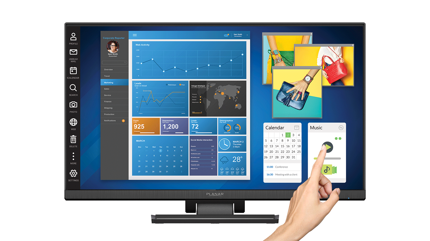 Planar Helium PCT2435 Touch Screen Monitor | Planar
