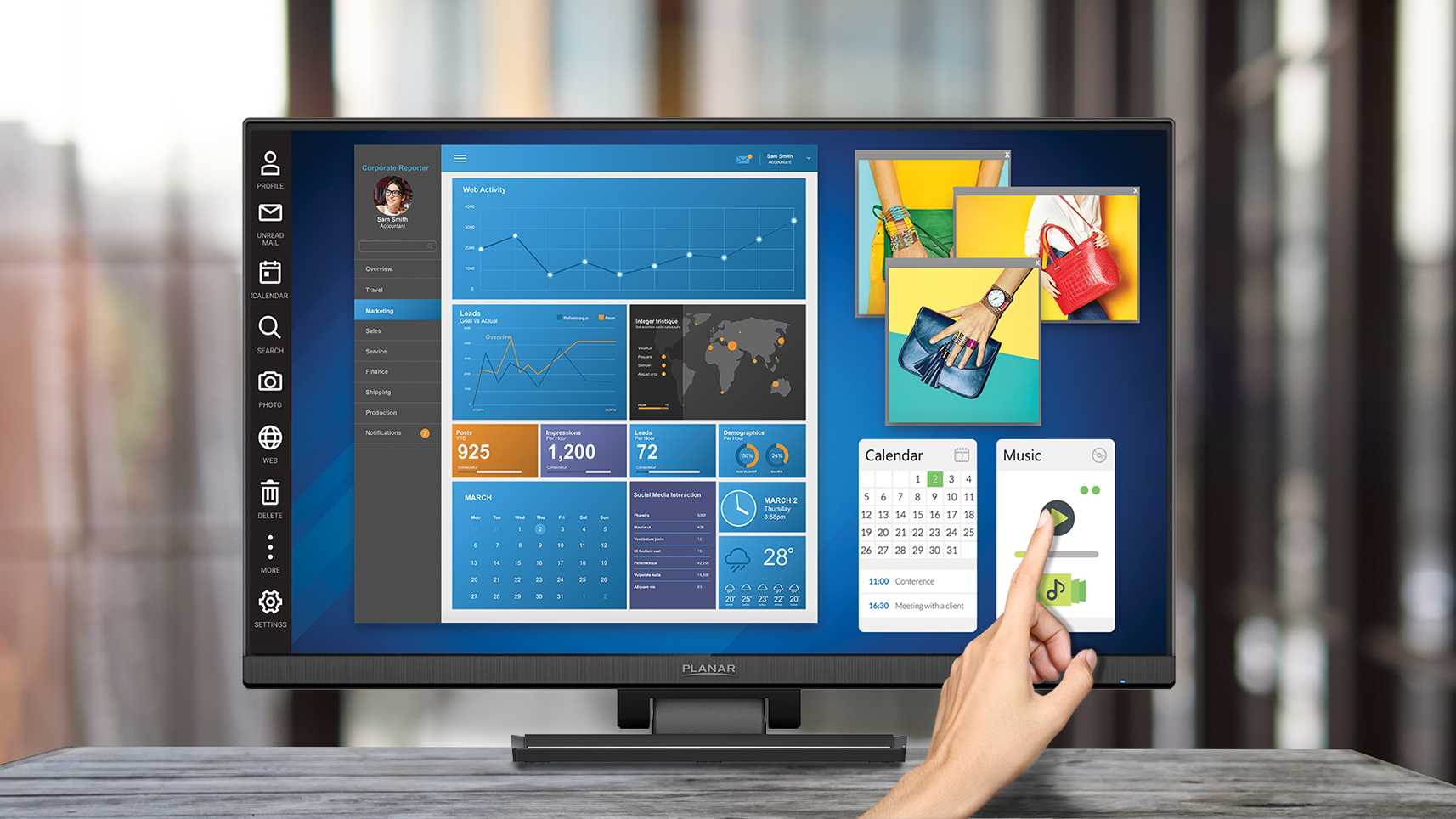 Planar Helium PCT2435 Touch Screen Monitor | Planar